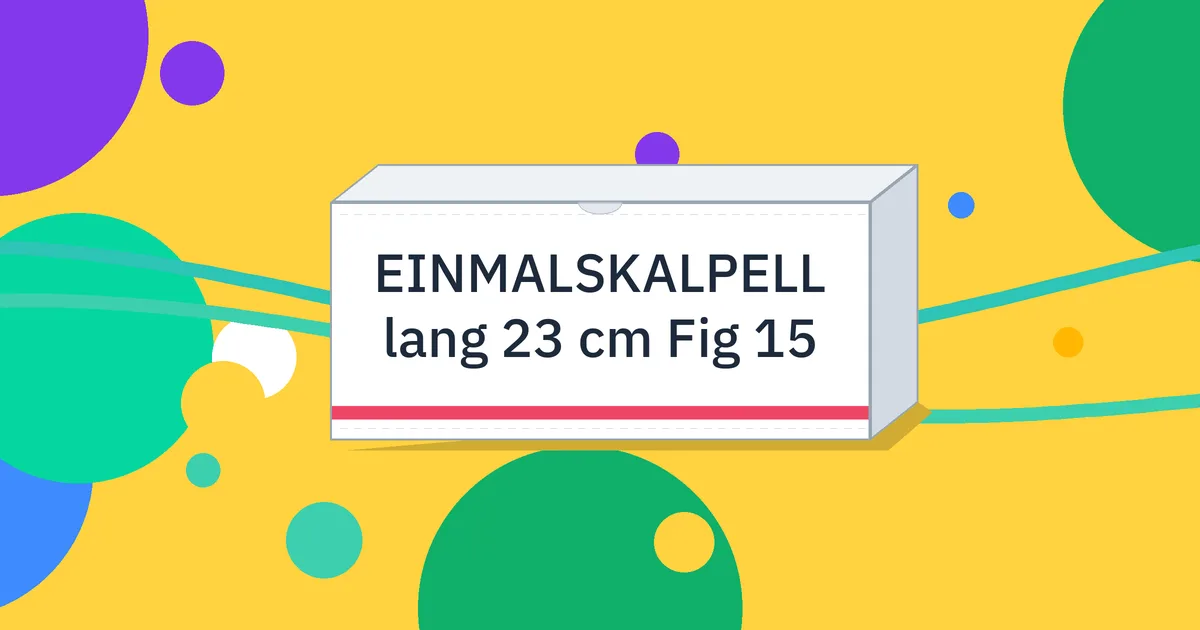 Symbolbild: Packung mit der Aufschrift EINMALSKALPELL lang 23 cm Fig 15 (PZN 09421915) – Verfügbarkeit und Bezug in Apotheken in Frankfurt am Main