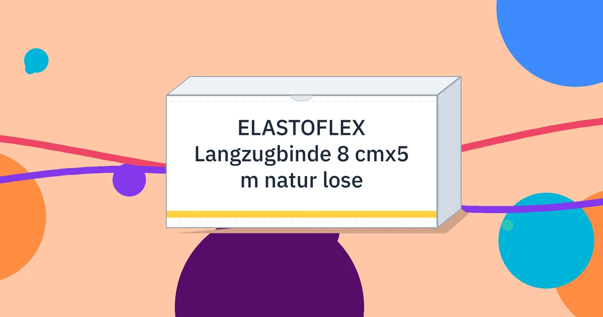 Symbolbild: Packung mit der Aufschrift ELASTOFLEX Langzugbinde 8 cmx5 m natur lose (PZN 17491918) – Verfügbarkeit und Bezug in Apotheken in Frankfurt am Main