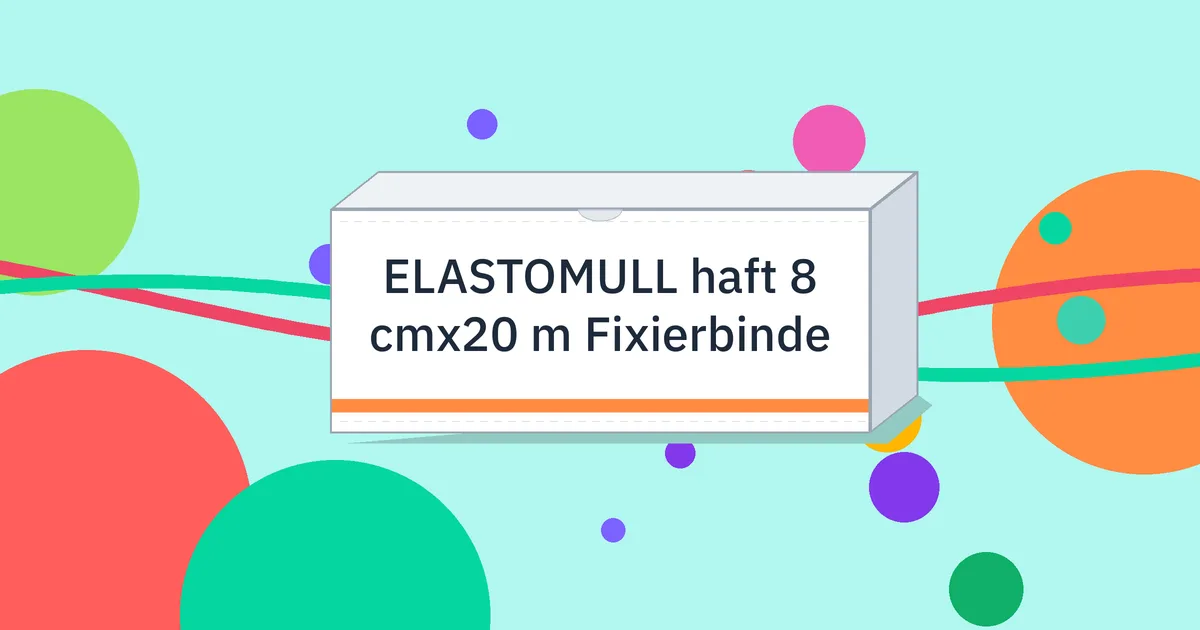 Symbolbild: Packung mit der Aufschrift ELASTOMULL haft 8 cmx20 m Fixierbinde (PZN 18154991) – Verfügbarkeit und Bezug in Apotheken in Frankfurt am Main
