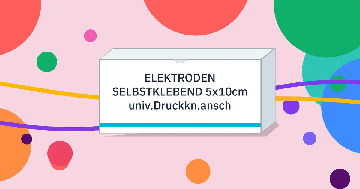 Symbolbild: Packung mit der Aufschrift ELEKTRODEN SELBSTKLEBEND 5x10cm univ.Druckkn.ansch (PZN 17871650) – Verfügbarkeit und Bezug in Apotheken in Frankfurt am Main