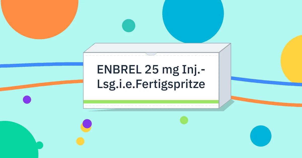 Symbolbild: Packung mit der Aufschrift ENBREL 25 mg Inj.-Lsg.i.e.Fertigspritze (PZN 02291510) – Verfügbarkeit und Bezug in Apotheken in Frankfurt am Main
