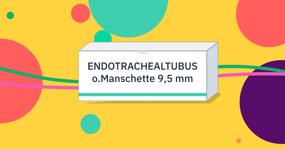 Symbolbild: Packung mit der Aufschrift ENDOTRACHEALTUBUS o.Manschette 9,5 mm (PZN 08887356) – Verfügbarkeit und Bezug in Apotheken in Frankfurt am Main