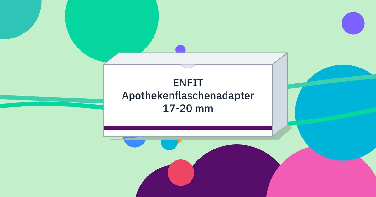 Symbolbild: Packung mit der Aufschrift ENFIT Apothekenflaschenadapter 17-20 mm (PZN 19996723) – Verfügbarkeit und Bezug in Apotheken in Frankfurt am Main