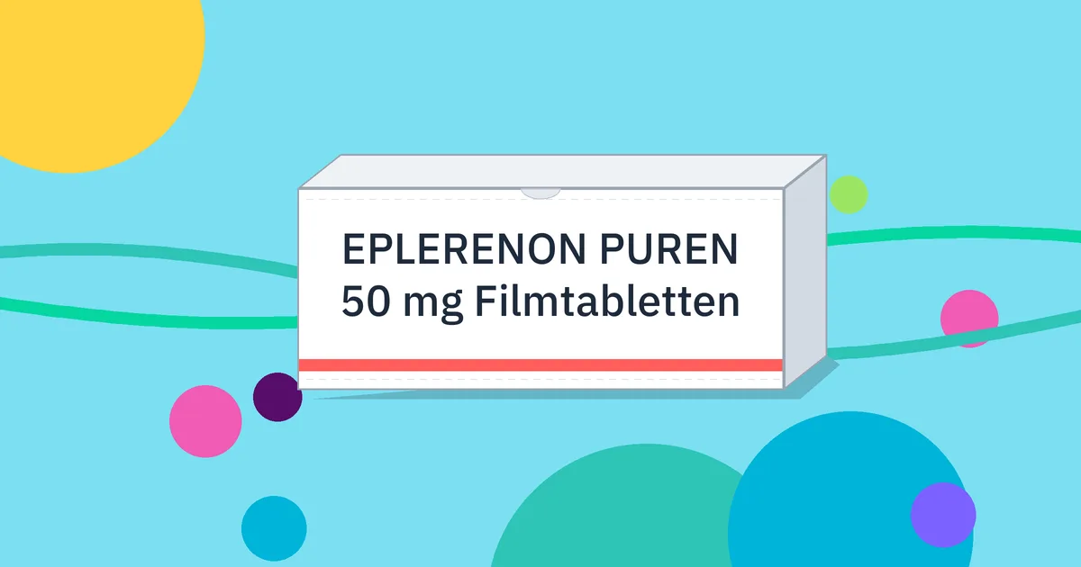 Symbolbild: Packung mit der Aufschrift EPLERENON PUREN 50 mg Filmtabletten (PZN 18122471) – Verfügbarkeit und Bezug in Apotheken in Frankfurt am Main