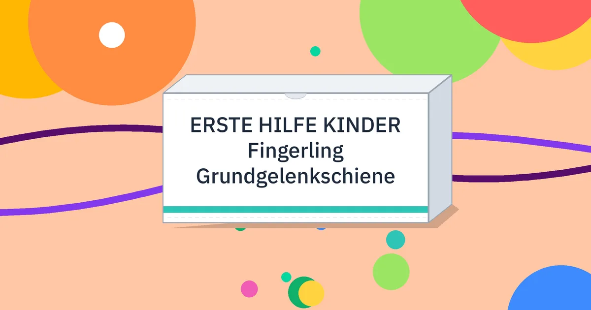 Symbolbild: Packung mit der Aufschrift ERSTE HILFE KINDER Fingerling Grundgelenkschiene (PZN 02036114) – Verfügbarkeit und Bezug in Apotheken in Frankfurt am Main
