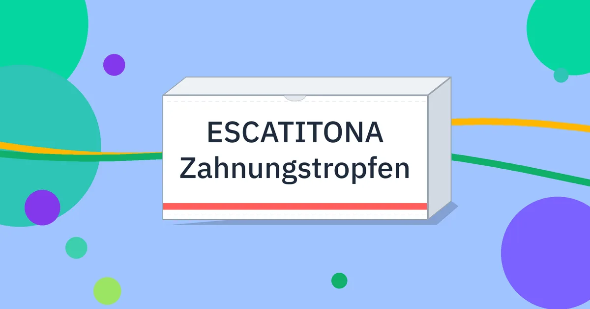 Symbolbild: Packung mit der Aufschrift ESCATITONA Zahnungstropfen (PZN 01639023) – Verfügbarkeit und Bezug in Apotheken in Frankfurt am Main