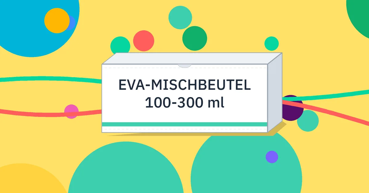 Symbolbild: Packung mit der Aufschrift EVA-MISCHBEUTEL 100-300 ml (PZN 01803296) – Verfügbarkeit und Bezug in Apotheken in Frankfurt am Main