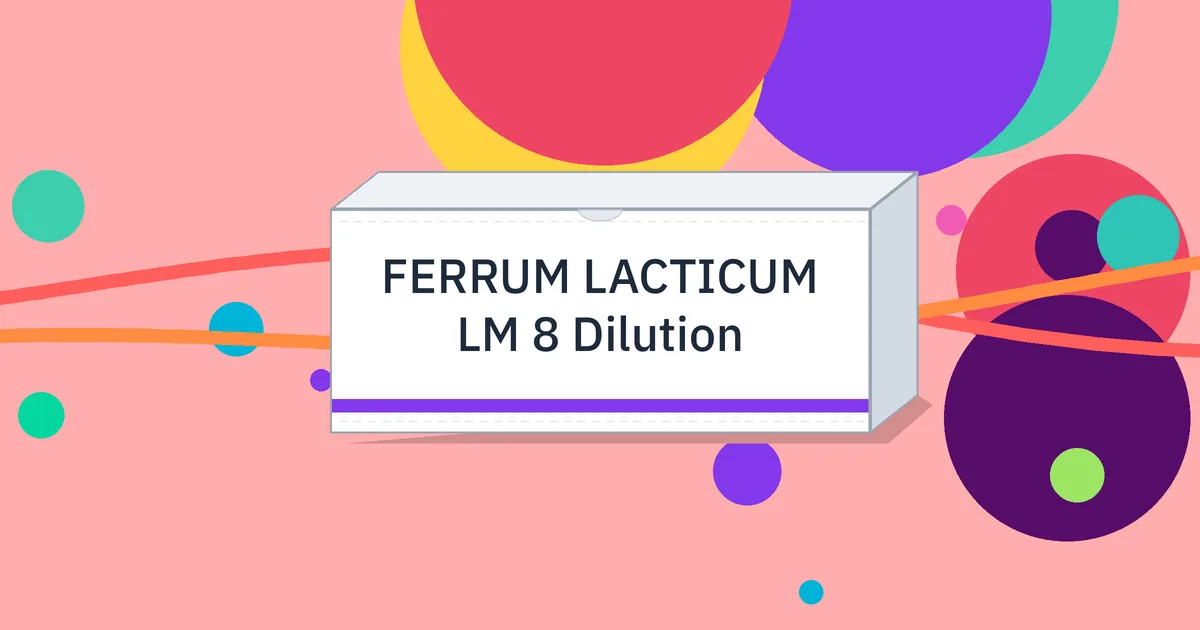 Symbolbild: Packung mit der Aufschrift FERRUM LACTICUM LM 8 Dilution (PZN 12849344) – Verfügbarkeit und Bezug in Apotheken in Frankfurt am Main