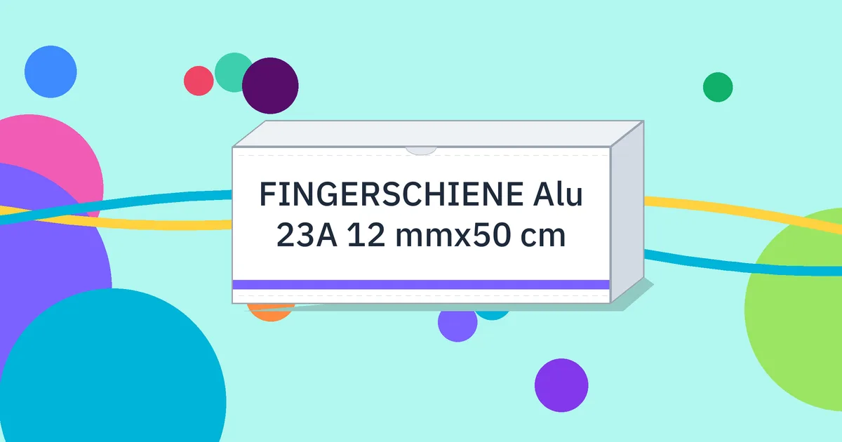 Symbolbild: Packung mit der Aufschrift FINGERSCHIENE Alu 23A 12 mmx50 cm (PZN 08857728) – Verfügbarkeit und Bezug in Apotheken in Frankfurt am Main