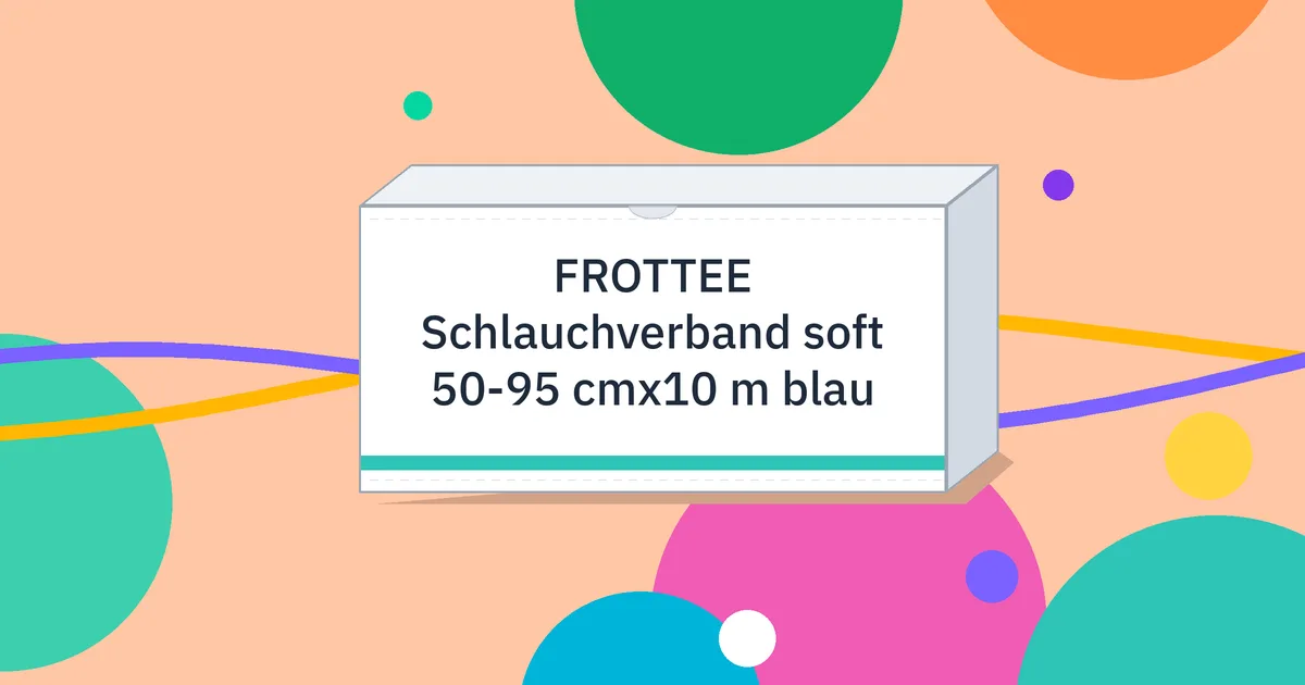 Symbolbild: Packung mit der Aufschrift FROTTEE Schlauchverband soft 50-95 cmx10 m blau (PZN 16150032) – Verfügbarkeit und Bezug in Apotheken in Frankfurt am Main
