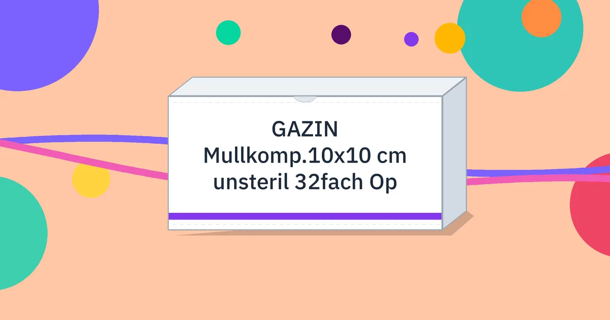 Symbolbild: Packung mit der Aufschrift GAZIN Mullkomp.10x10 cm unsteril 32fach Op (PZN 19921932) – Verfügbarkeit und Bezug in Apotheken in Frankfurt am Main