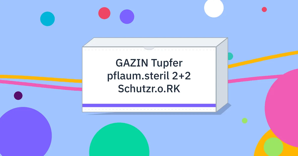 Symbolbild: Packung mit der Aufschrift GAZIN Tupfer pflaum.steril 2+2 Schutzr.o.RK (PZN 01237595) – Verfügbarkeit und Bezug in Apotheken in Frankfurt am Main