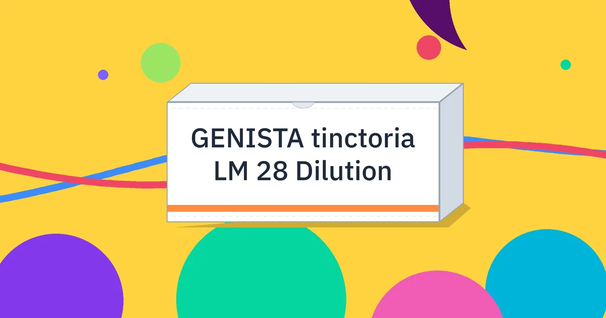 Symbolbild: Packung mit der Aufschrift GENISTA tinctoria LM 28 Dilution (PZN 13499633) – Verfügbarkeit und Bezug in Apotheken in Frankfurt am Main