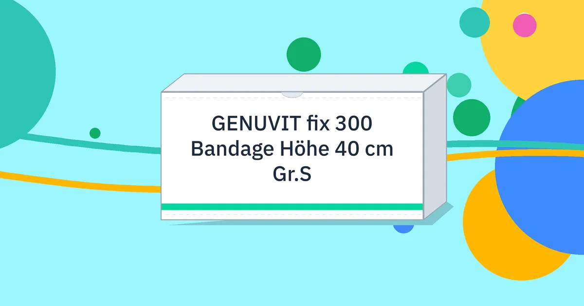 Symbolbild: Packung mit der Aufschrift GENUVIT fix 300 Bandage Höhe 40 cm Gr.S (PZN 09403573) – Verfügbarkeit und Bezug in Apotheken in Frankfurt am Main