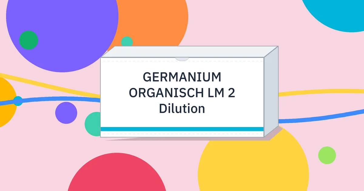 Symbolbild: Packung mit der Aufschrift GERMANIUM ORGANISCH LM 2 Dilution (PZN 16363615) – Verfügbarkeit und Bezug in Apotheken in Frankfurt am Main