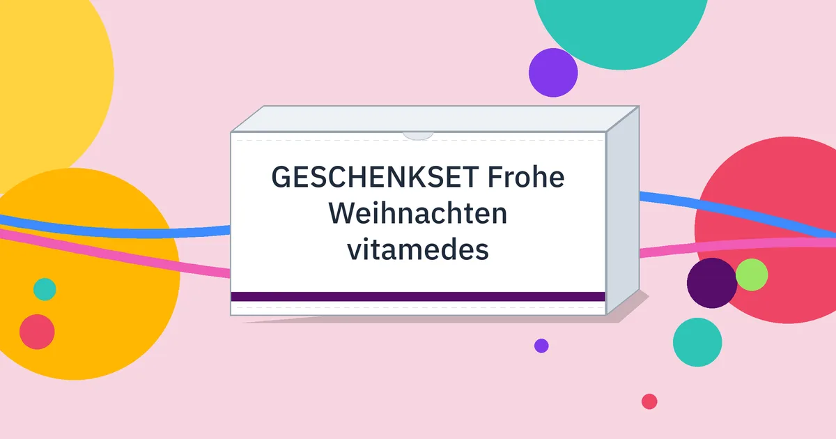 Symbolbild: Packung mit der Aufschrift GESCHENKSET Frohe Weihnachten vitamedes (PZN 20082371) – Verfügbarkeit und Bezug in Apotheken in Frankfurt am Main