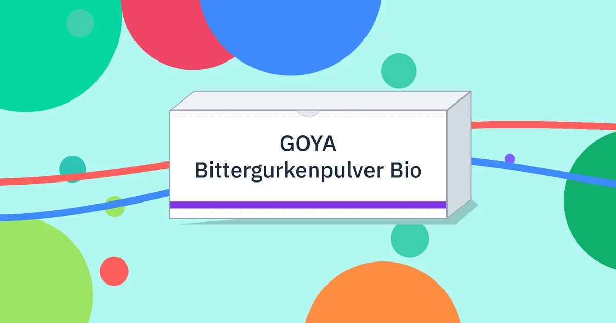 Symbolbild: Packung mit der Aufschrift GOYA Bittergurkenpulver Bio (PZN 12648769) – Verfügbarkeit und Bezug in Apotheken in Frankfurt am Main