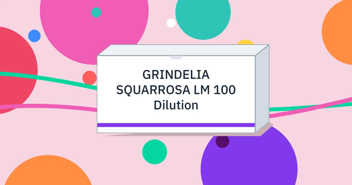Symbolbild: Packung mit der Aufschrift GRINDELIA SQUARROSA LM 100 Dilution (PZN 13547757) – Verfügbarkeit und Bezug in Apotheken in Frankfurt am Main