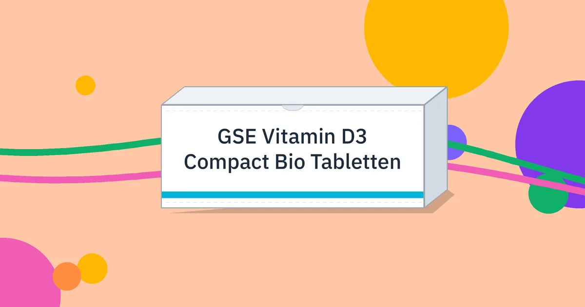 Symbolbild: Packung mit der Aufschrift GSE Vitamin D3 Compact Bio Tabletten (PZN 19409246) – Verfügbarkeit und Bezug in Apotheken in Frankfurt am Main