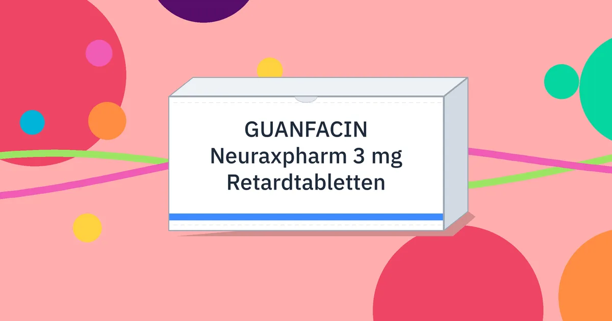 Symbolbild: Packung mit der Aufschrift GUANFACIN Neuraxpharm 3 mg Retardtabletten (PZN 08400555) – Verfügbarkeit und Bezug in Apotheken in Frankfurt am Main