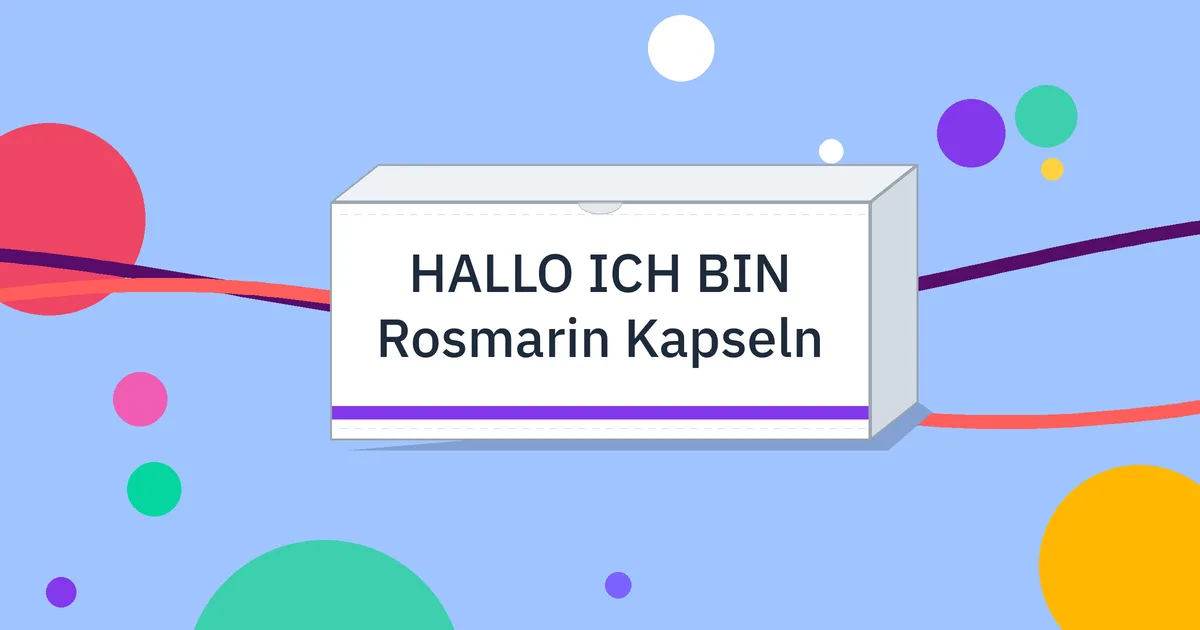 Symbolbild: Packung mit der Aufschrift HALLO ICH BIN Rosmarin Kapseln (PZN 14365001) – Verfügbarkeit und Bezug in Apotheken in Frankfurt am Main