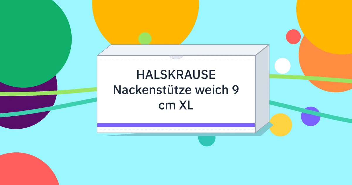 Symbolbild: Packung mit der Aufschrift HALSKRAUSE Nackenstütze weich 9 cm XL (PZN 19069112) – Verfügbarkeit und Bezug in Apotheken in Frankfurt am Main