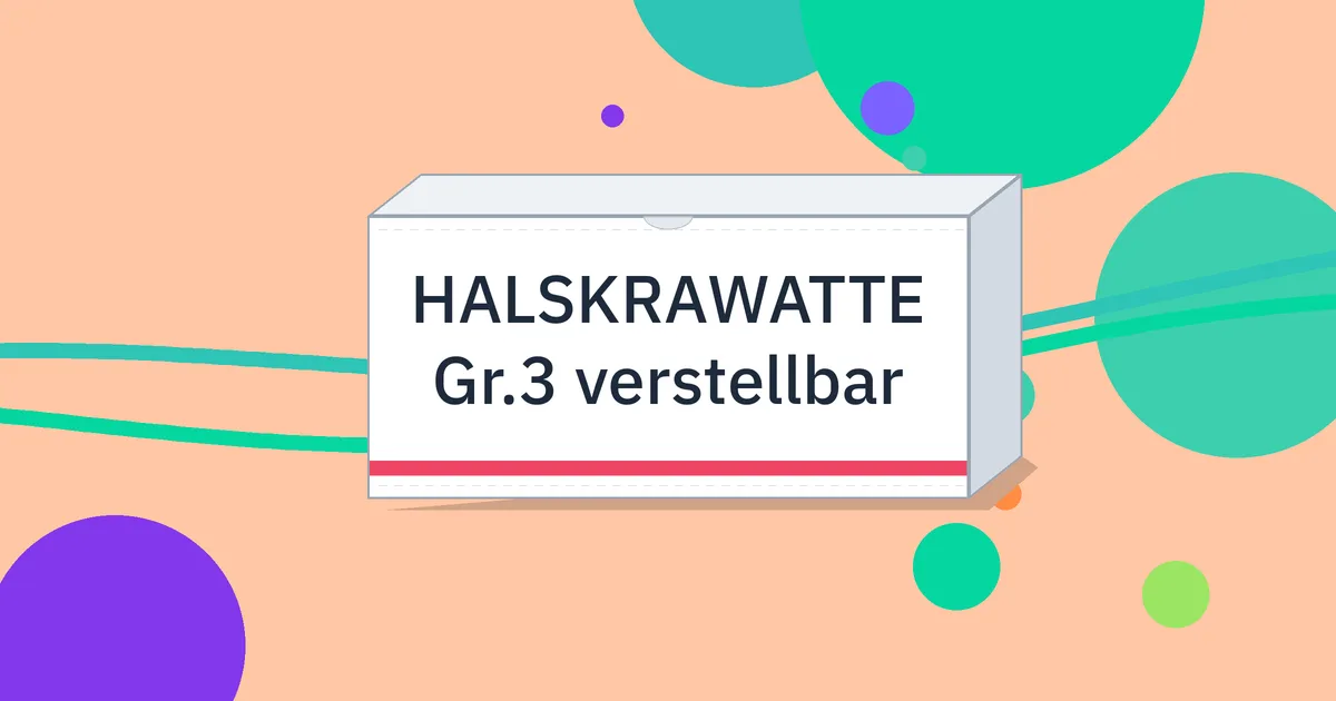 Symbolbild: Packung mit der Aufschrift HALSKRAWATTE Gr.3 verstellbar (PZN 02439220) – Verfügbarkeit und Bezug in Apotheken in Frankfurt am Main