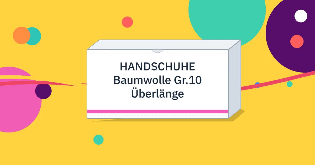 Symbolbild: Packung mit der Aufschrift HANDSCHUHE Baumwolle Gr.10 Überlänge (PZN 07345593) – Verfügbarkeit und Bezug in Apotheken in Frankfurt am Main