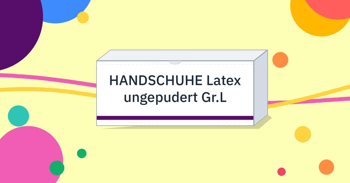 Symbolbild: Packung mit der Aufschrift HANDSCHUHE Latex ungepudert Gr.L (PZN 01116779) – Verfügbarkeit und Bezug in Apotheken in Frankfurt am Main