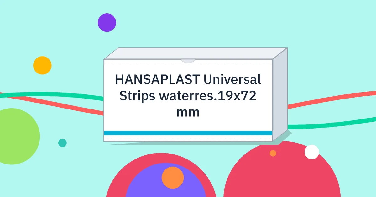 Symbolbild: Packung mit der Aufschrift HANSAPLAST Universal Strips waterres.19x72 mm (PZN 08882815) – Verfügbarkeit und Bezug in Apotheken in Frankfurt am Main