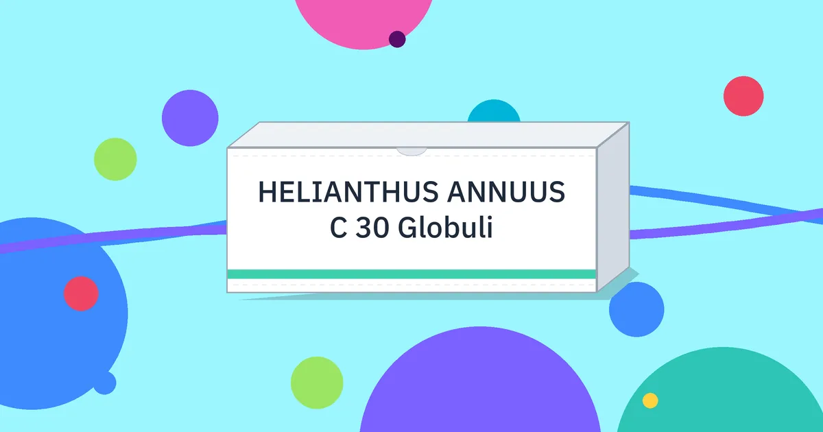 Symbolbild: Packung mit der Aufschrift HELIANTHUS ANNUUS C 30 Globuli (PZN 16691495) – Verfügbarkeit und Bezug in Apotheken in Frankfurt am Main