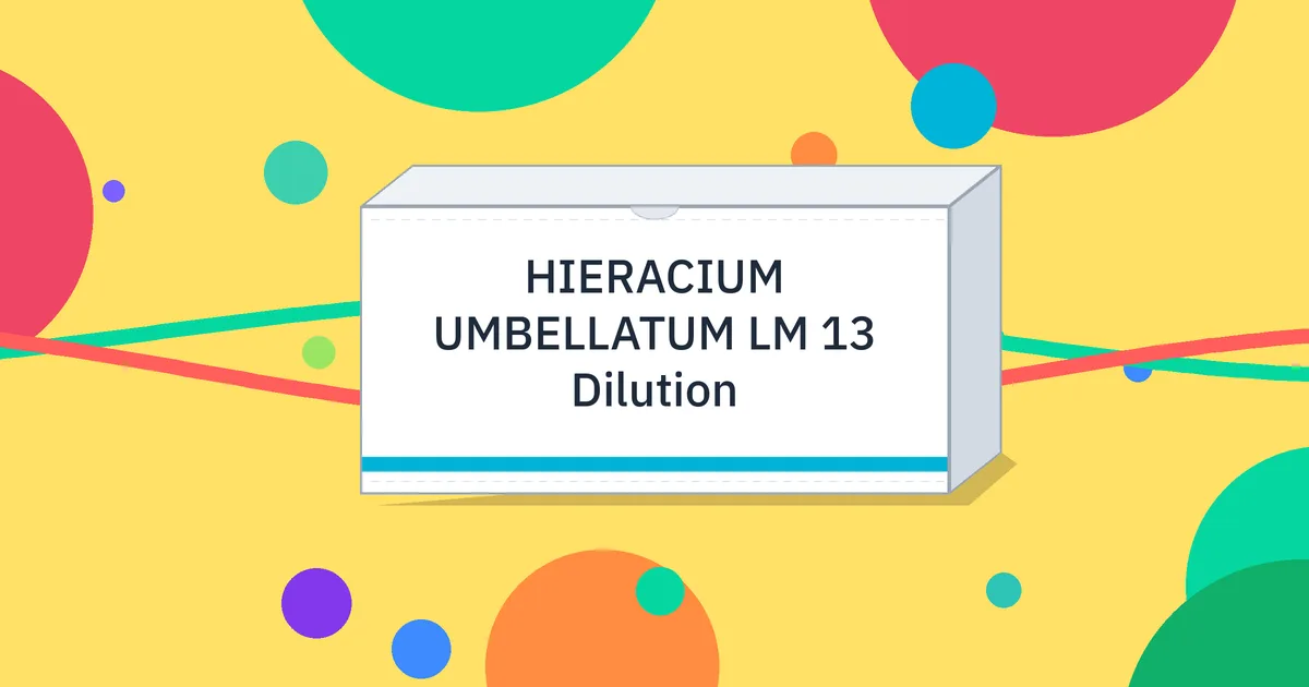 Symbolbild: Packung mit der Aufschrift HIERACIUM UMBELLATUM LM 13 Dilution (PZN 13553924) – Verfügbarkeit und Bezug in Apotheken in Frankfurt am Main