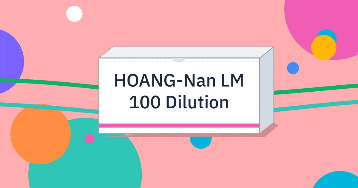 Symbolbild: Packung mit der Aufschrift HOANG-Nan LM 100 Dilution (PZN 12889562) – Verfügbarkeit und Bezug in Apotheken in Frankfurt am Main