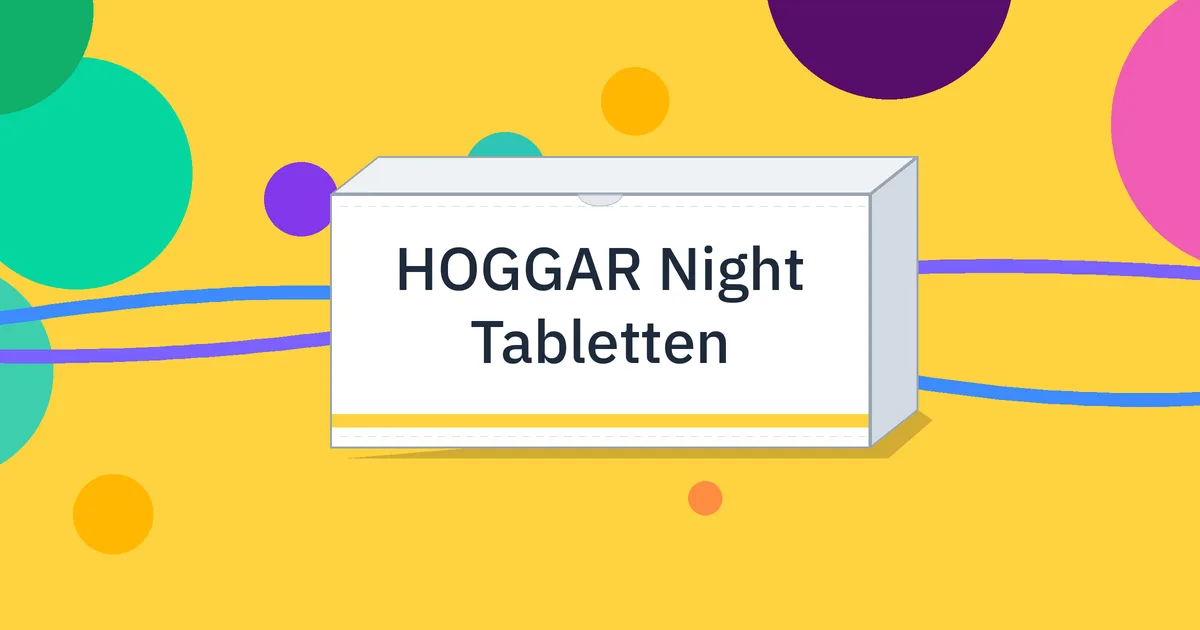 Symbolbild: Packung mit der Aufschrift HOGGAR Night Tabletten (PZN 04402066) – Verfügbarkeit und Bezug in Apotheken in Frankfurt am Main