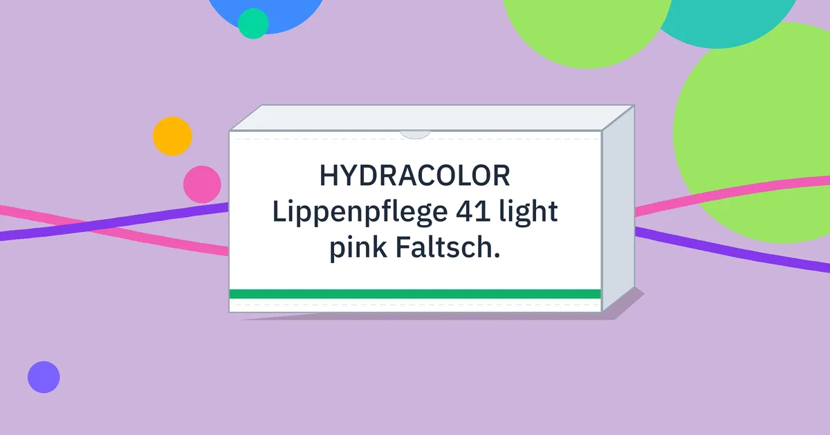 Symbolbild: Packung mit der Aufschrift HYDRACOLOR Lippenpflege 41 light pink Faltsch. (PZN 02289022) – Verfügbarkeit und Bezug in Apotheken in Frankfurt am Main