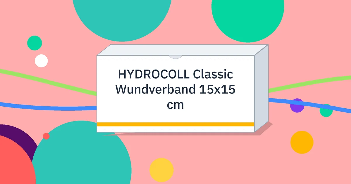 Symbolbild: Packung mit der Aufschrift HYDROCOLL Classic Wundverband 15x15 cm (PZN 19412975) – Verfügbarkeit und Bezug in Apotheken in Frankfurt am Main