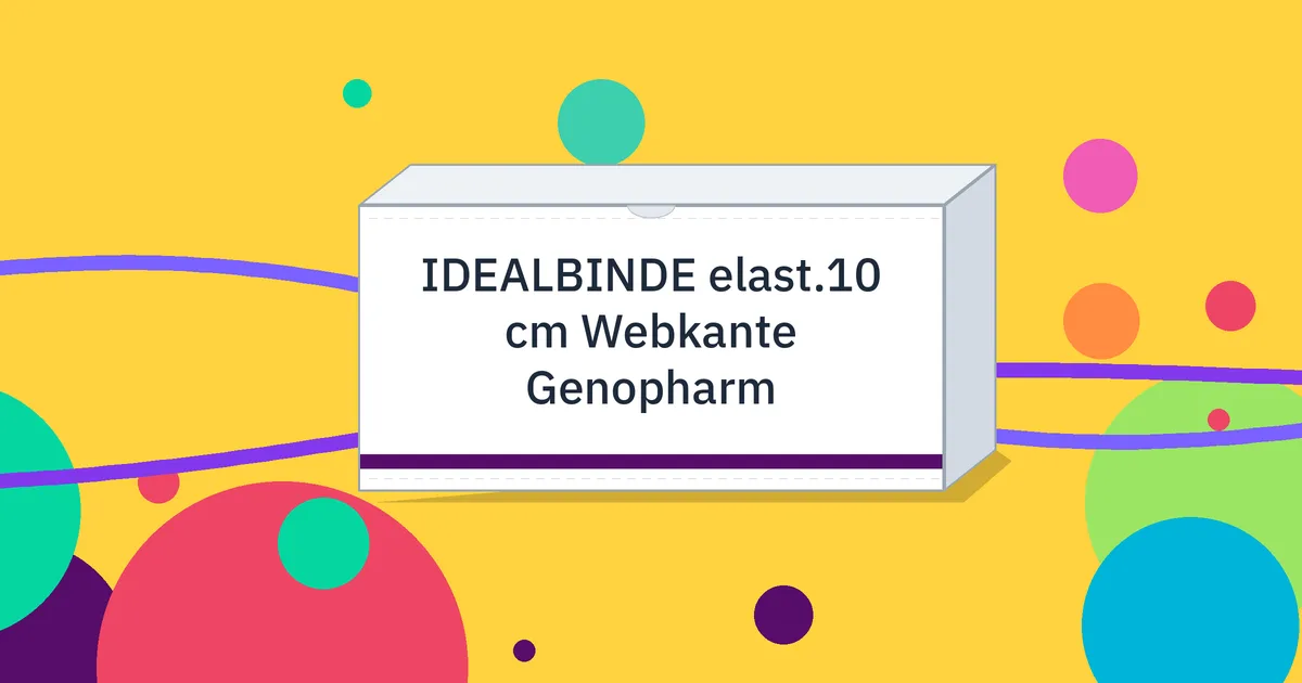 Symbolbild: Packung mit der Aufschrift IDEALBINDE elast.10 cm Webkante Genopharm (PZN 02257660) – Verfügbarkeit und Bezug in Apotheken in Frankfurt am Main