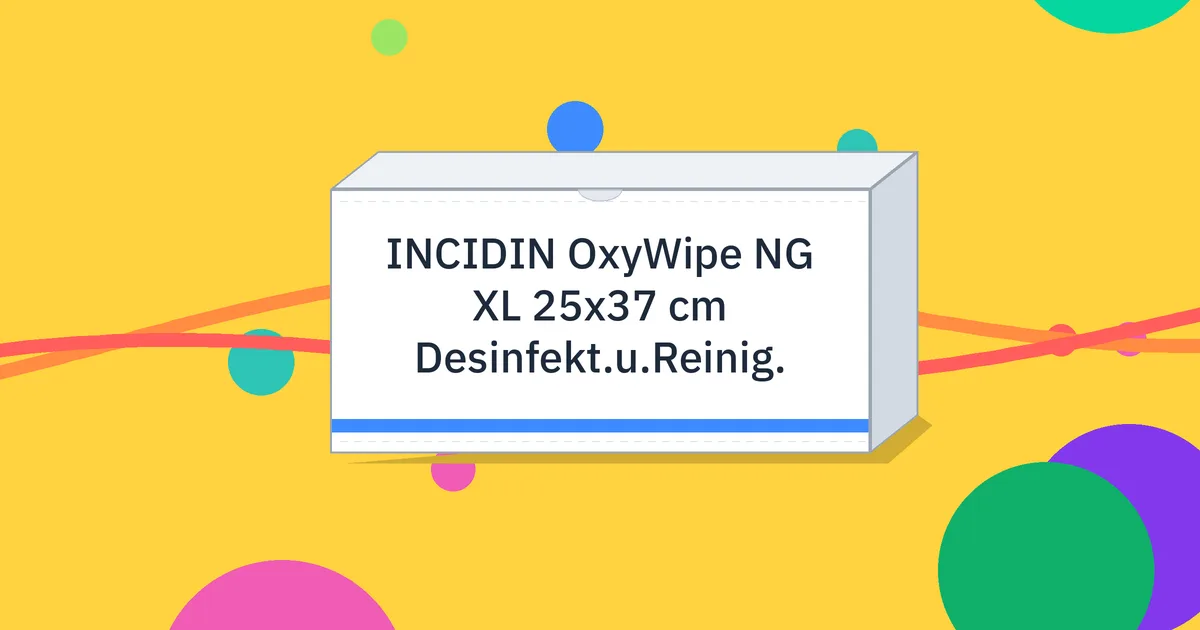 Symbolbild: Packung mit der Aufschrift INCIDIN OxyWipe NG XL 25x37 cm Desinfekt.u.Reinig. (PZN 18037481) – Verfügbarkeit und Bezug in Apotheken in Frankfurt am Main