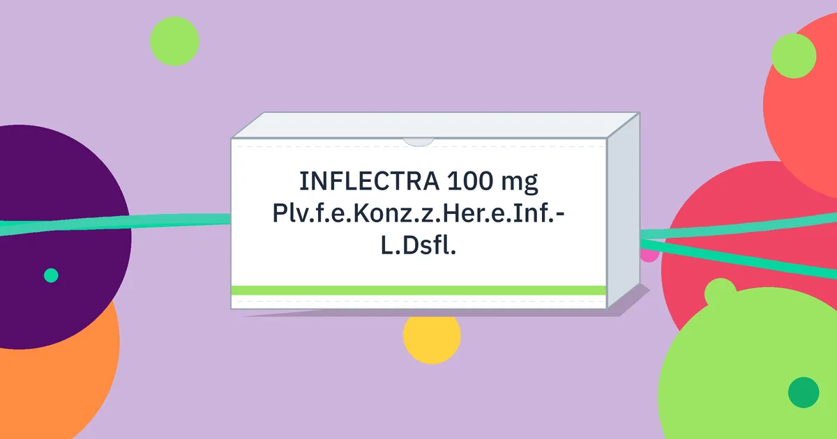 Symbolbild: Packung mit der Aufschrift INFLECTRA 100 mg Plv.f.e.Konz.z.Her.e.Inf.-L.Dsfl. (PZN 10315704) – Verfügbarkeit und Bezug in Apotheken in Frankfurt am Main
