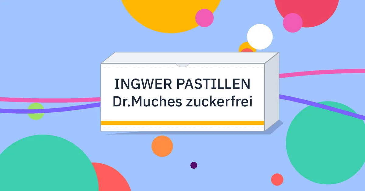 Symbolbild: Packung mit der Aufschrift INGWER PASTILLEN Dr.Muches zuckerfrei (PZN 11348278) – Verfügbarkeit und Bezug in Apotheken in Frankfurt am Main