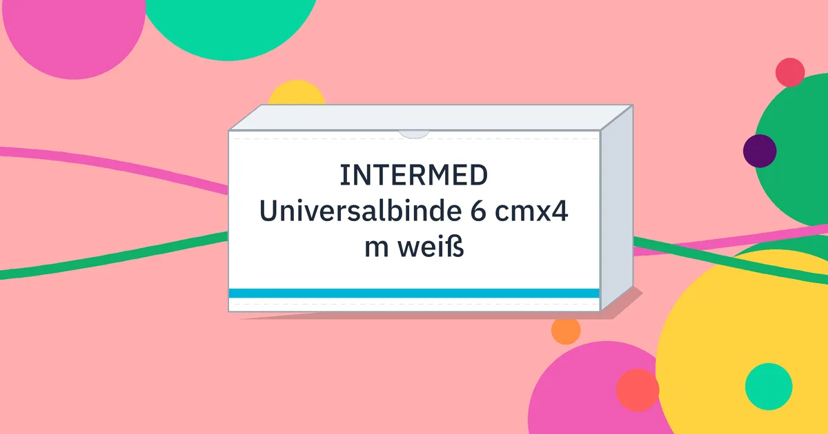 Symbolbild: Packung mit der Aufschrift INTERMED Universalbinde 6 cmx4 m weiß (PZN 16609269) – Verfügbarkeit und Bezug in Apotheken in Frankfurt am Main