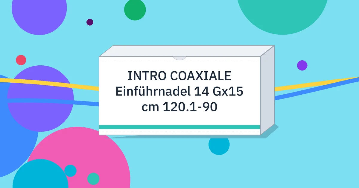 Symbolbild: Packung mit der Aufschrift INTRO COAXIALE Einführnadel 14 Gx15 cm 120.1-90 (PZN 16946127) – Verfügbarkeit und Bezug in Apotheken in Frankfurt am Main