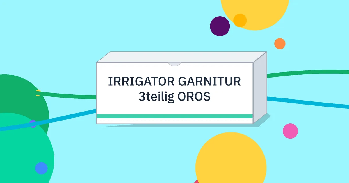 Symbolbild: Packung mit der Aufschrift IRRIGATOR GARNITUR 3teilig OROS (PZN 02349020) – Verfügbarkeit und Bezug in Apotheken in Frankfurt am Main