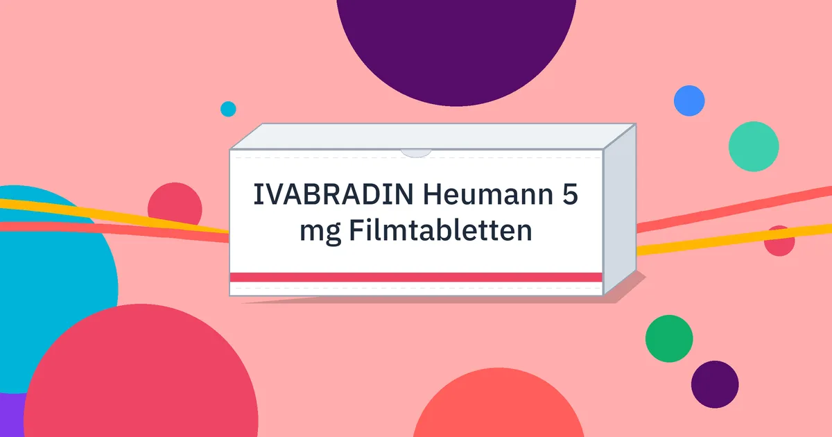 Symbolbild: Packung mit der Aufschrift IVABRADIN Heumann 5 mg Filmtabletten (PZN 11693302) – Verfügbarkeit und Bezug in Apotheken in Frankfurt am Main
