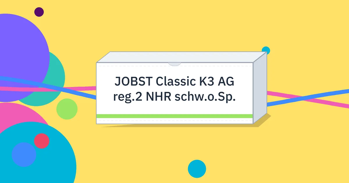 Symbolbild: Packung mit der Aufschrift JOBST Classic K3 AG reg.2 NHR schw.o.Sp. (PZN 13073762) – Verfügbarkeit und Bezug in Apotheken in Frankfurt am Main
