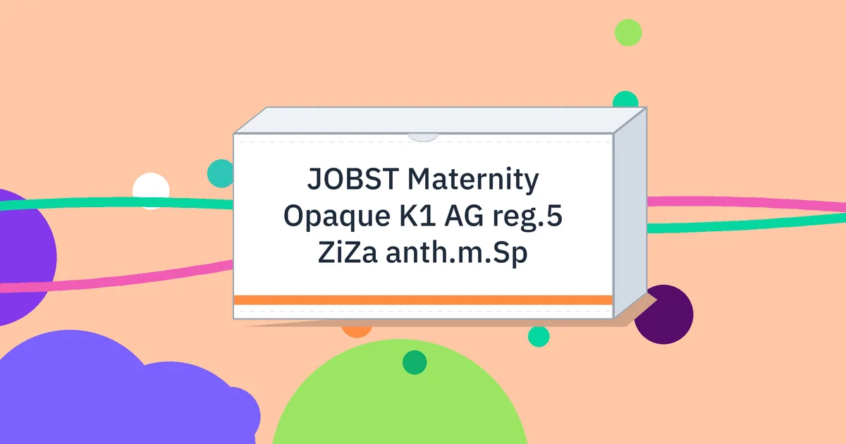 Symbolbild: Packung mit der Aufschrift JOBST Maternity Opaque K1 AG reg.5 ZiZa anth.m.Sp (PZN 15854682) – Verfügbarkeit und Bezug in Apotheken in Frankfurt am Main