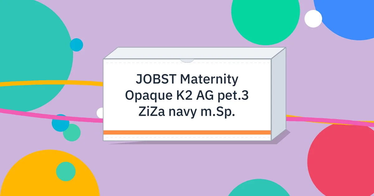 Symbolbild: Packung mit der Aufschrift JOBST Maternity Opaque K2 AG pet.3 ZiZa navy m.Sp. (PZN 15860814) – Verfügbarkeit und Bezug in Apotheken in Frankfurt am Main
