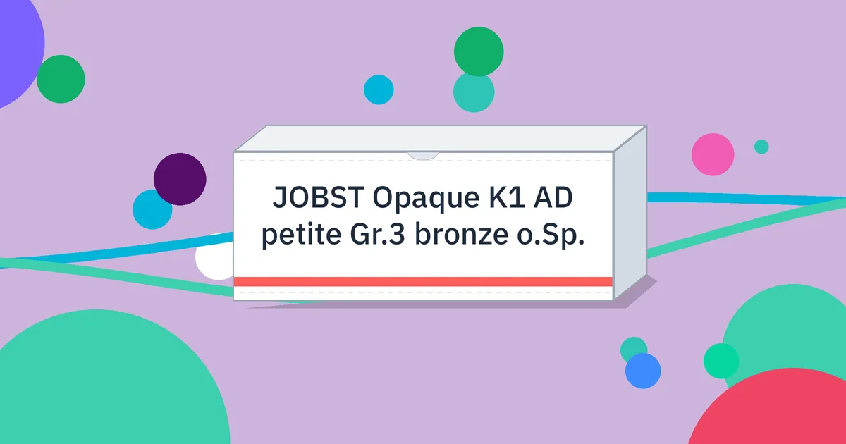 Symbolbild: Packung mit der Aufschrift JOBST Opaque K1 AD petite Gr.3 bronze o.Sp. (PZN 13079782) – Verfügbarkeit und Bezug in Apotheken in Frankfurt am Main