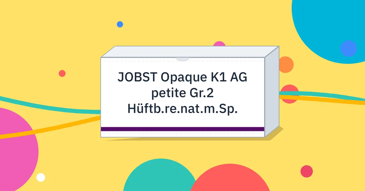 Symbolbild: Packung mit der Aufschrift JOBST Opaque K1 AG petite Gr.2 Hüftb.re.nat.m.Sp. (PZN 13099141) – Verfügbarkeit und Bezug in Apotheken in Frankfurt am Main