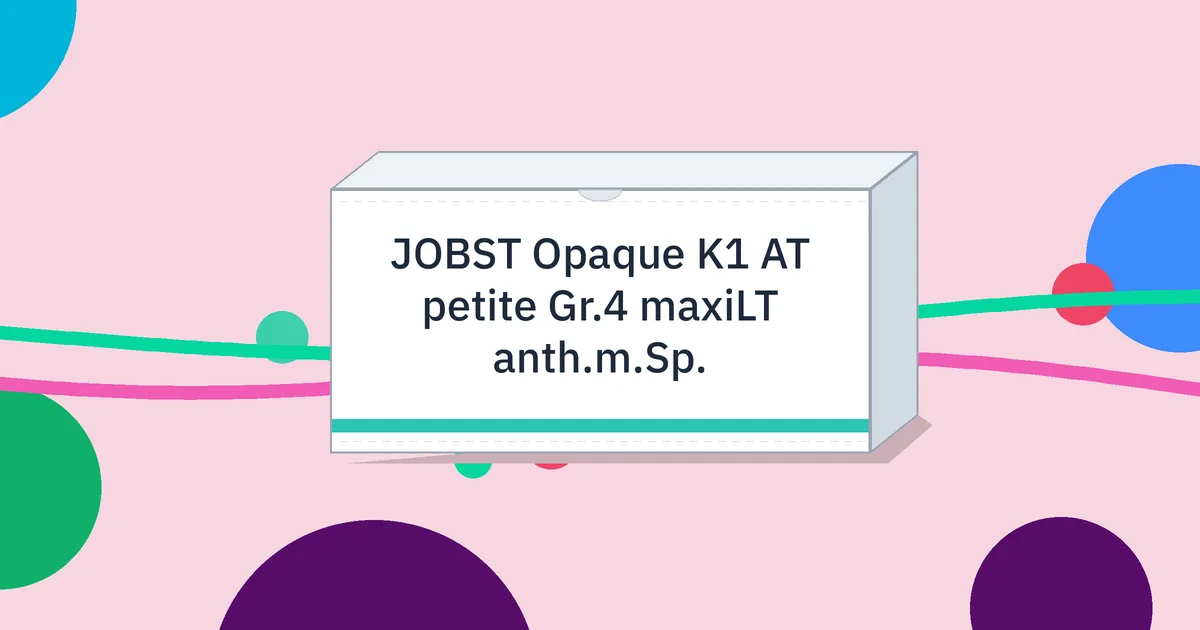 Symbolbild: Packung mit der Aufschrift JOBST Opaque K1 AT petite Gr.4 maxiLT anth.m.Sp. (PZN 16275791) – Verfügbarkeit und Bezug in Apotheken in Frankfurt am Main
